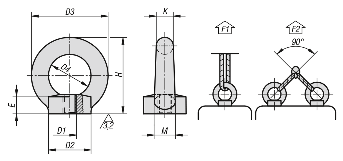 Lifting Eye Nut DIN 582 M20 Steel C15E Self Coloured , 53% OFF
